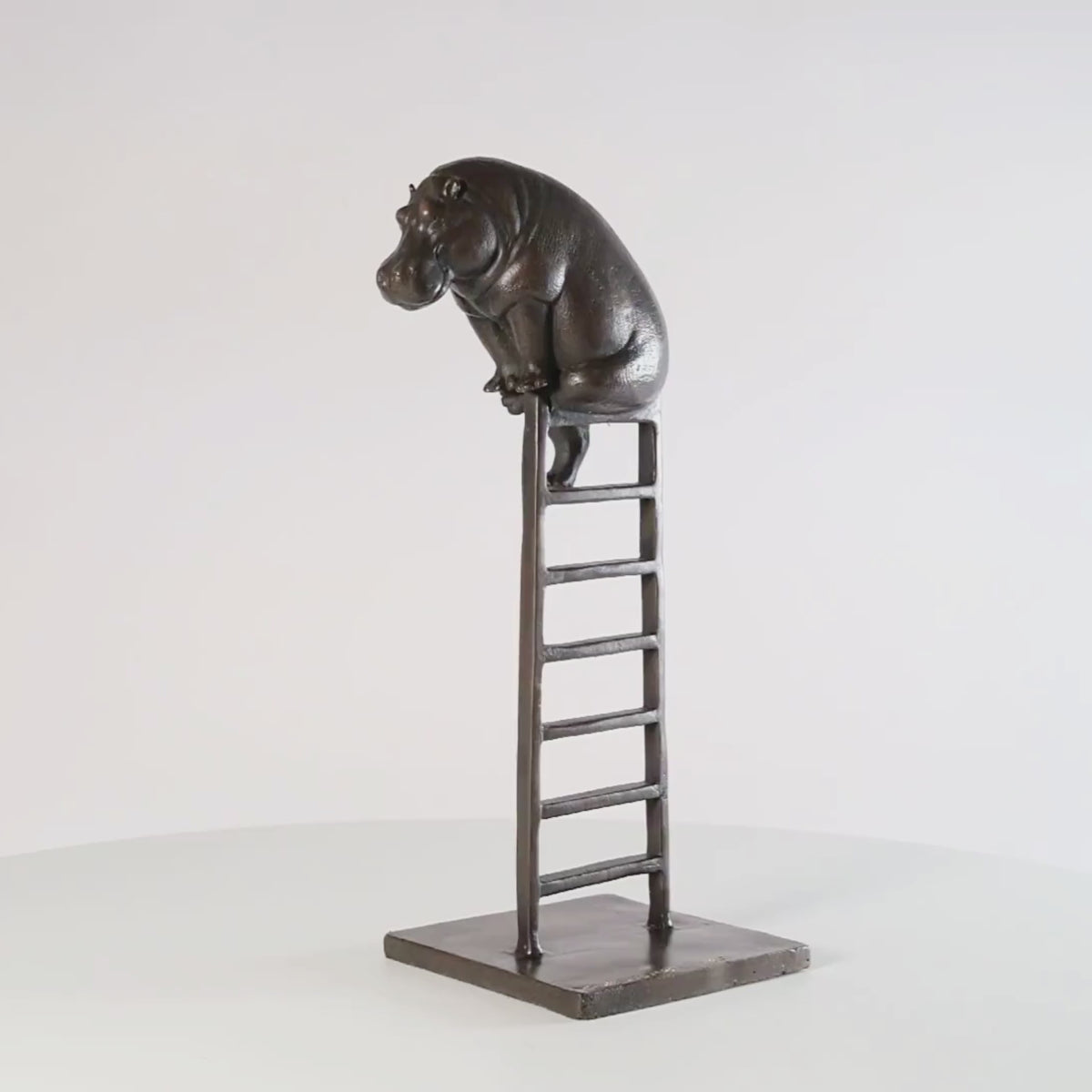Baby Hippo on Ladder (Bronze Sculpture, Small) – Gillie and Marc®