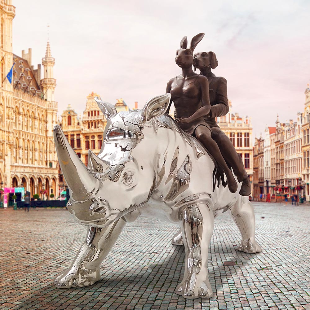 The Wonderful Rhino Riders (Bronze Sculpture) – Gillie and Marc®