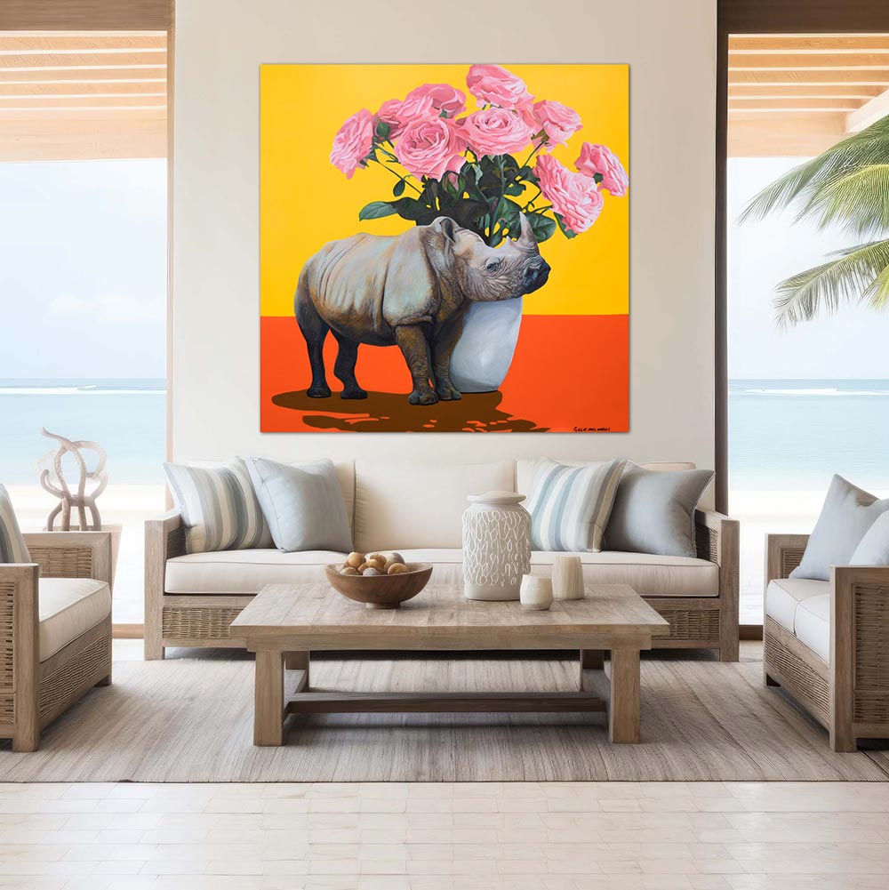 Blooming Rhino - A Symbol of Hope (Original Painting) – Gillie and Marc®
