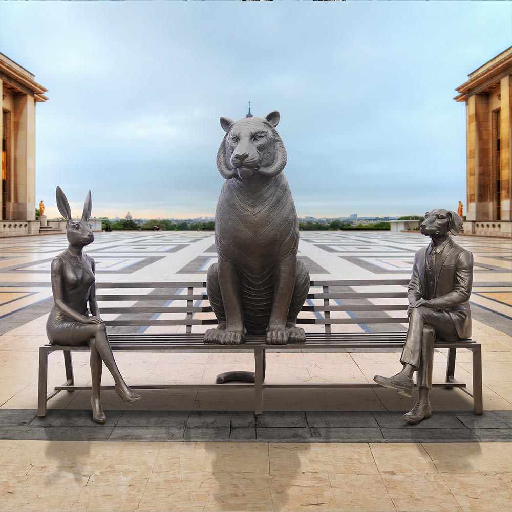 The Bengal Tiger Bench of Friendship (Bronze Sculpture) – Gillie and Marc®