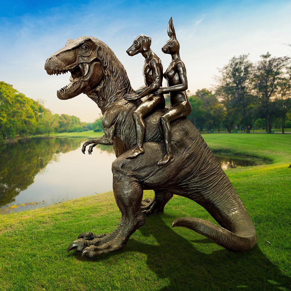 The Huge T-Rex Riders (Bronze Sculpture) – Gillie and Marc®