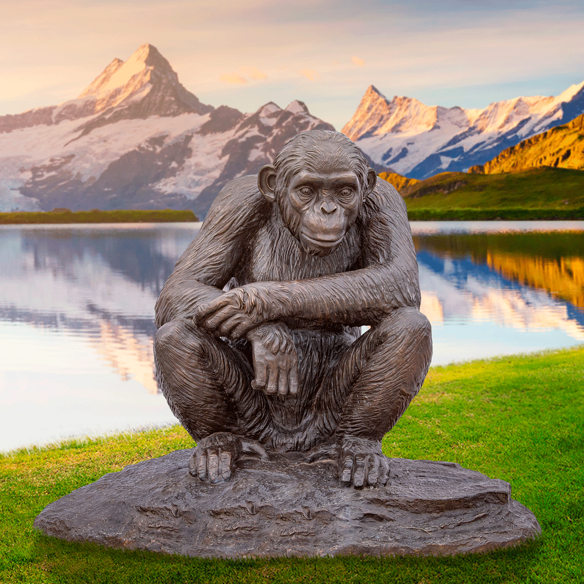 Wild Chimp Grief (Bronze Sculpture) – Gillie and Marc®