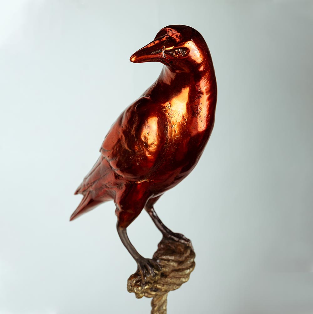 Simon, the magpie on long rope (Bronze Sculpture) – Gillie and Marc®